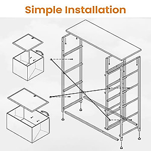 Pellebant 9 Drawers Vertical Storage Tower- Fabric Dresser, Sturdy Metal Frame, Fabric Storage Bins with Wooden Handle and Wooden Top, Organizer Unit for Bedroom/Closet/Hallway/Entryway,Grey