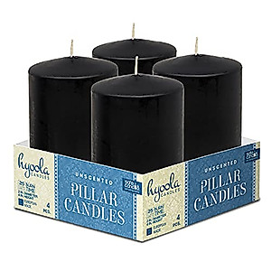 Hyoola Black Pillar Candles 2x4 Inch - 4 Pack Unscented Pillar Candles - European Made