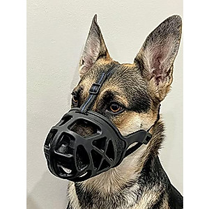 Dog Muzzle, Breathable Basket Muzzles for Small, Medium, Large and X-Large Dogs, Stop Biting, Barking and Chewing, Best for Aggressive Dogs (Large, Black)