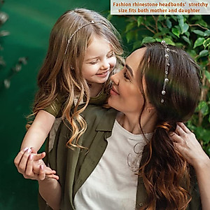 Yxiang 8PCS Crystal Headbands for Women, Pearls Flower Hairbands Fashion Rhinestone Headband Gold Sliver Metal Decorative Headpiece Headdress Kid Girl Women Bride