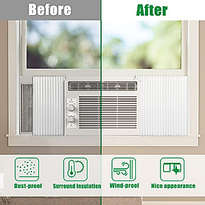 Forestchill Window Air Conditioner Side Panels, 17" H x 12" W x 1" T Surround Insulation Extra Wide Foam Panels for Window AC Units Cover Large Window, White, 2 Pack