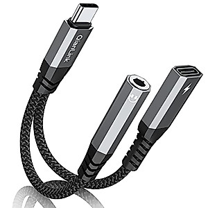 USB C to 3.5mm Headphone and Charger Adapter, 2-in-1 Type C to Aux Jack Cable with PD 60W Fast Charging for iPhone 15 Plus 15 Pro Max, Samsung Galaxy S20 S21 S22 S23, Note 20 10, iPad Pro Air4, Pixel
