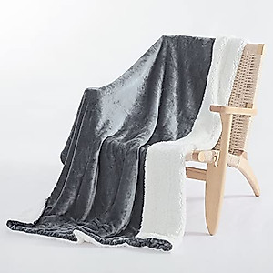 NICETOWN Weighted Blanket Sherpa Throw Blanket for Couch, Dual Sided Warm Thick Blankets and Throws for Baby Super Soft Cozy Fuzzy Travel Picnic Blanket for All Seasons (50"x 60", Dark Grey)
