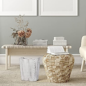 SEHERTIWY Wood Trash Can, Farmhouse Wastebasket Bin for Bathroom, Office, Bedroom, Living Room, Small Square Rustic Garbage Container.