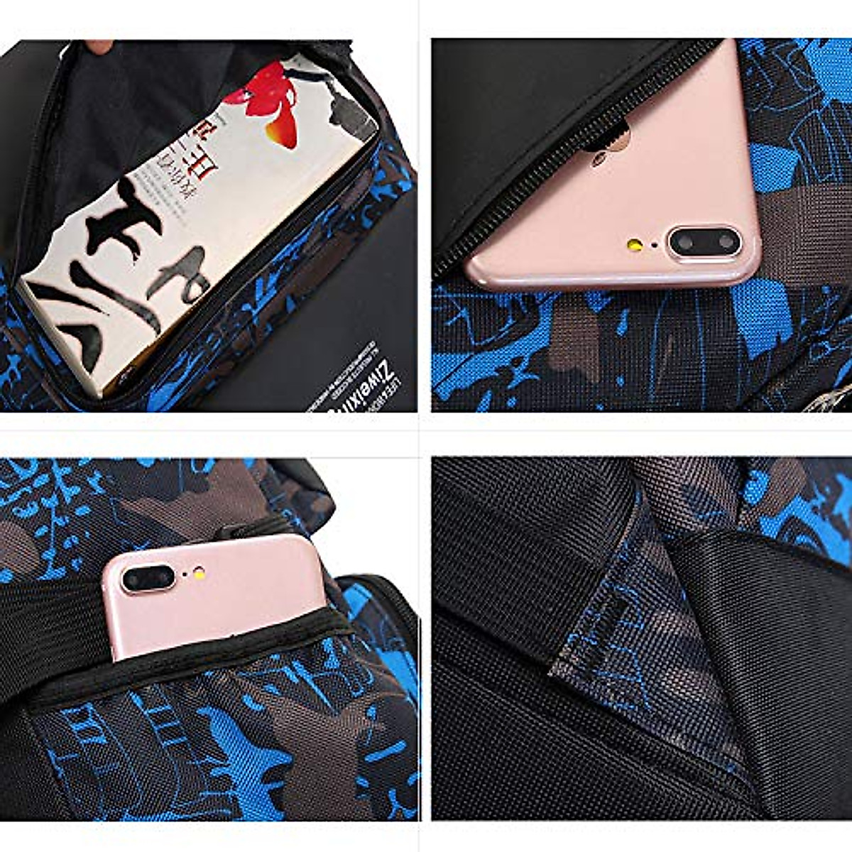 Asge boys backpack for kids camo bookbag for middle school bags travel back pack (Blue)