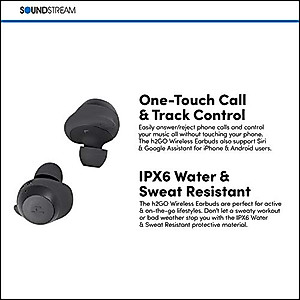 Soundstream h2GO True Wireless Earbuds with Qi Charging - Black