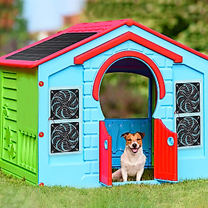 2 Sets Solar Powered Panel Fan Kits, 10W Solar Panel Dual Fan and DC USB Single Fan Car Charger IPX7 Waterproof for Small Chicken Coop, Dog House, Shed, Greenhouse, Window Exhaust