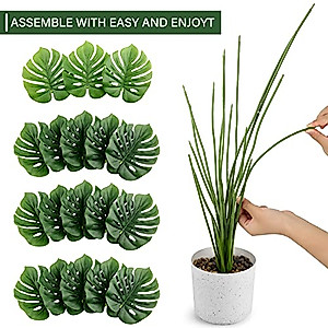 Eyamumo 28" Fake Plants Large Tropical Palm Tree Artificial Monstera Faux Plant Tree in Pot for Indoor Outdoor Home Office Garden Decoration