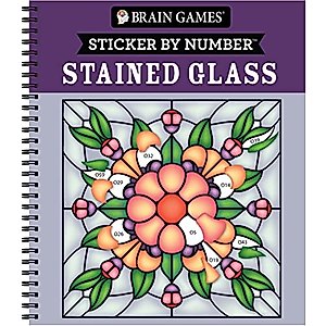 Brain Games - Sticker by Number: Stained Glass (28 Images to Sticker)