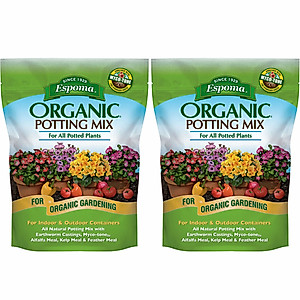 Espoma Organic Potting Soil Mix - All Natural Potting Mix For All Indoor & Outdoor Containers Including Herbs & Vegetables. For Organic Gardening, 8qt. bag. Pack of 2