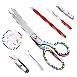Talerluv Professional Sewing Fabric Scissors, Heavy Duty Sharp Tailor Haberdashery Shear with Fabric Pencil, Pins, Snips, Tape Measure, Seam Ripper for Cutting Leather Cloth Upholstery Dressmaking