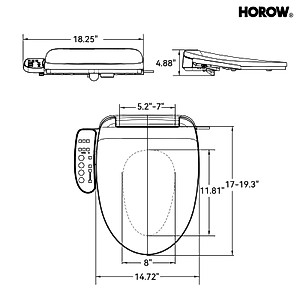 HOROW T0338W One Piece Toilet with Smart Bidet Seat, Elongated ADA Height Toilets with Heated Seat, Luxury Smart Toilet with Bidet Built-in, Dual Flush 12'' Rough-in, MAP 1000g, Standard White Toilet