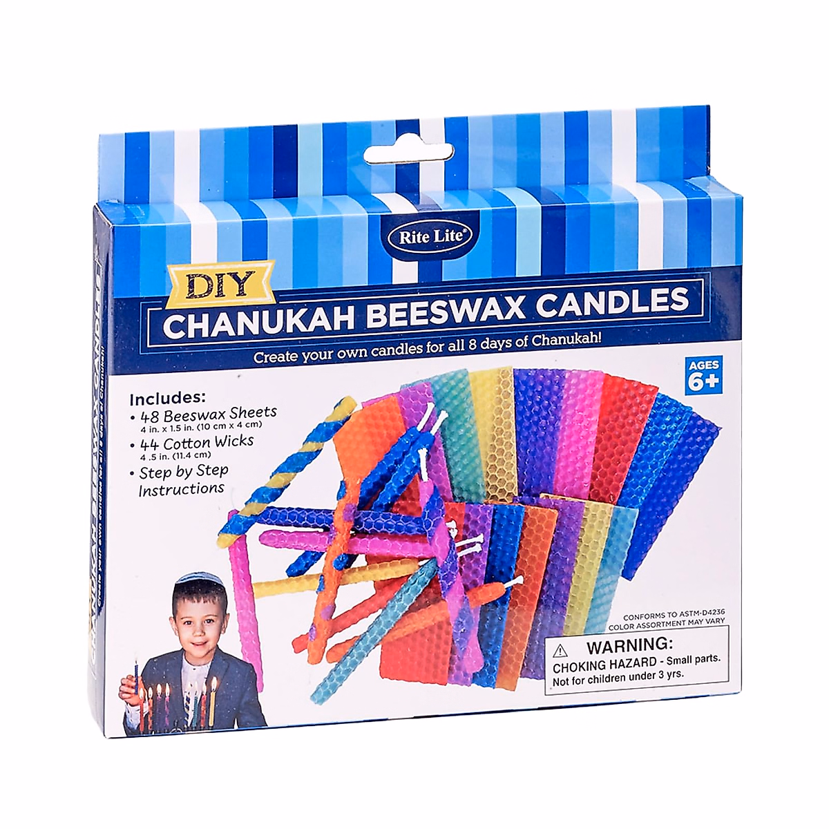 Rite Lite Design Your Own Candles Kit - Beeswax Hanukkah D-I-Y Candles Kit, Create Your Hanukkah Menorah Candles