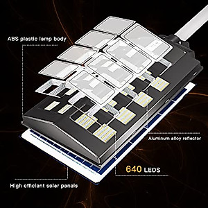 Hoddinol Solar Street Lights Outdoor, 800W Solar Street Light, 30000LM Dusk to Dawn Commercial LED Flood Lights with Motion Sensor and Remote Control, for Yard, Garden, Patio