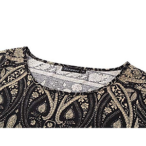 Veranee Women's Plus Size Swing Tunic Top 3/4 Sleeve Floral Flare T-Shirt (XX-Large, 16-10)