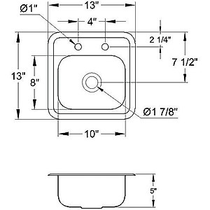 ACE HS-0810IG Mini 13" x 13" Drop-In Hand Sink with Lead Free 3-1/2" Spout Faucet & Strainer, ETL Certified