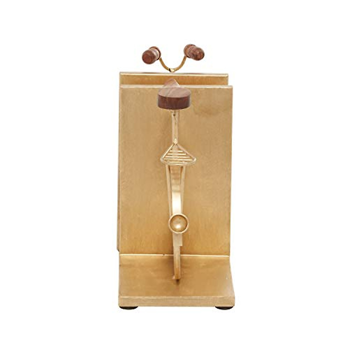 Deco 79 Metal Bike Bookends with Wood Accents, Set of 2 7"W, 9"H, Gold