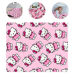 ORGANISET | 50"x 40" | Cute Cartoon Throw Blanket Anime Blanket for Girls, Hello Kitty Blanket for Kids, Kawaii blanket, Hello kitty throw blanket, Super Soft Warmful Flannel Blanket for Couch (Pink)