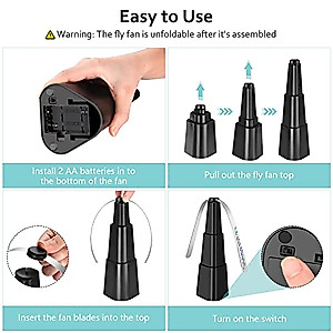 Fly Fans for Tables, Fly Repellent Outdoor Indoor Keep Flies Away, Table Top Fly Fan Fly Spinner with Holographic Blades for Picnic Patio Home, 4 Pack