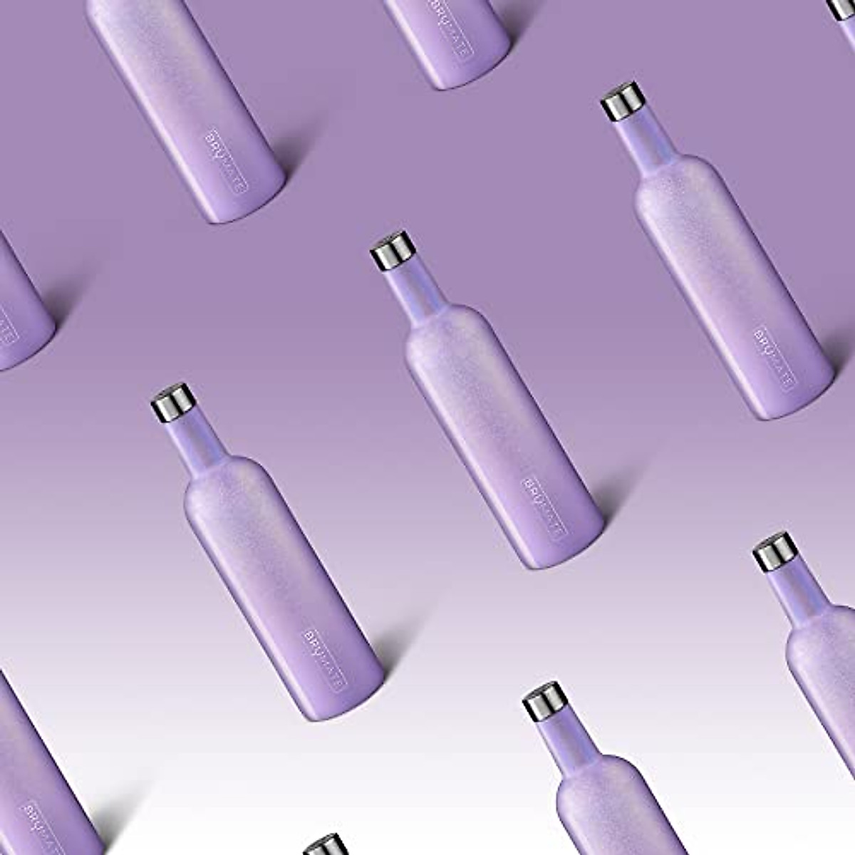 BrüMate Winesulator 25 Oz Triple-Walled Insulated Wine Canteen Made Of Stainless Steel, 24-hour Temperature Retention, Shatterproof, Comes With Matching Silicone Funnel (Glitter Violet)