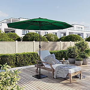 BELLEZE 9 Ft Outdoor Patio Table Umbrella, Sunproof Beach Umbrella with Push Button Tilt and Crank, 8 Sturdy Ribs Market Umbrella for Patio Furniture Set, Garden, Deck, Backyard - Green