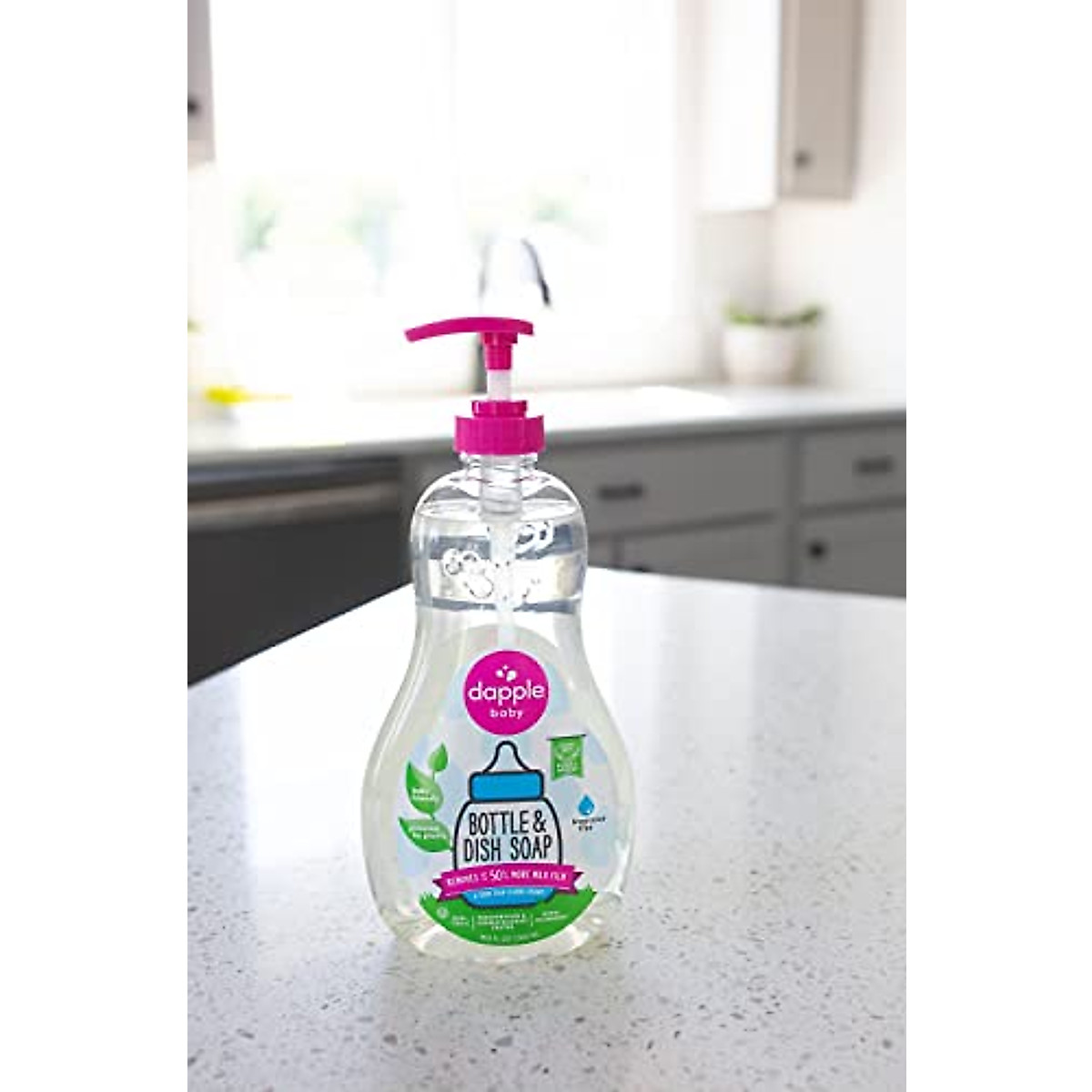 Dish Bundle by Dapple Baby Includes Baby Bottle & Dish Liquid by Dapple Baby Travel Size 3 Fl Oz, and 16.9 Fl Oz Bottle, 2 ct., Fragrance-Free - Plant-Based - Hypoallergenic