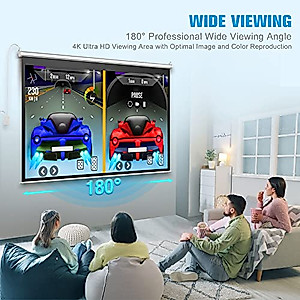 Powerextra 100 Inch Motorized Projector Screen with Wireless Remote Control 16:9 4K HD Wall/Ceiling Mounted Electric Movie Screen for Home Theater Presentation Education Outdoor Indoor