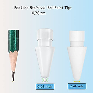 Upgraded Pencil Tips fits for Apple 2nd 1st Gen iPad Pro Pencil,0.78mm No Wear Out Fine Point Precise Control Apple Pen Tip,Longer Tips High Strength Material,White