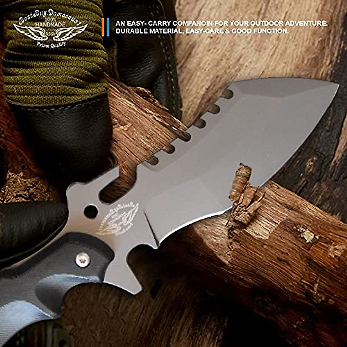 Hunting 440C Stainless Steel Titanium Coated 9.5'' Tracker Fixed Blade Hunting Knife Best EDC Camping Hiking Fishing Hunting Knife 100% Prime Quality