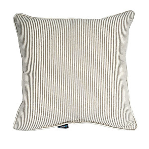 SUPMAISON Pack of 2 Decorative Indoor Outdoor Pillow 18" x 18" (Polyester, Veranda Stripe/Tan)