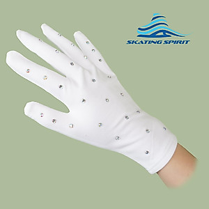 Skating Spirit Figure Skating Competition Thermal Gloves (1 pair) Sparkle Rhinestone Decoration, for Performance Test Show Dance (Black, Large)