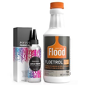 Floetrol Pouring Medium for Acrylic Paint - Flood Floetrol Additive and Pixiss Acrylic Pouring Oil - Perfect Flow 100% Pure High Grade Silicone (100ml/3.3-Ounce)