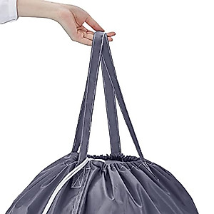 HOMEST 2 Pack Wash Me Travel Laundry Bag with Handles, Square Base Can Carry Up to 3 Loads of Clothes, Dirty Clothes Storage with Drawstring Closure,Light Blue and Grey