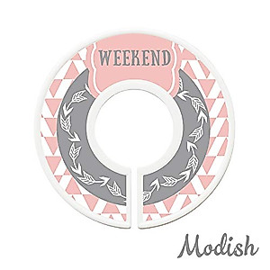 Modish Labels, Weekly Clothes Organizer, Days of the Week Closet Organizer System, Daily Closet Organizer, Closet Dividers, School Clothes Dividers (Pink Arrows)