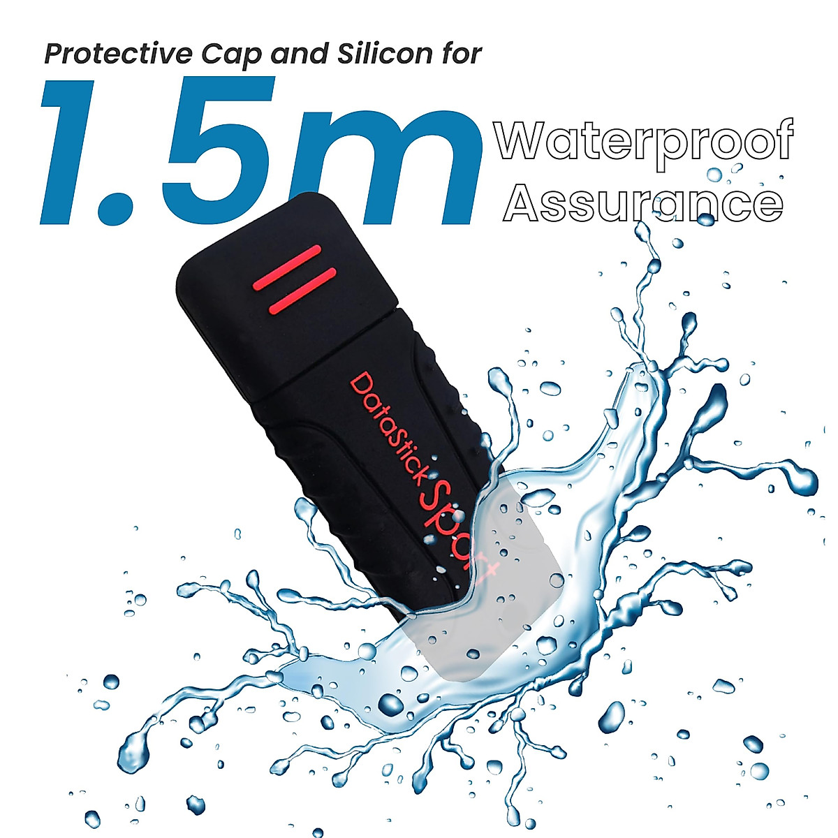 Centon Electronics DataStick Sport USB 2.0 Flash Drive, Waterproof USB Drive, Shock-Resistant Silicon Case, Versatile USB Stick, 4 GB Storage Capacity, Red, Pack of 10