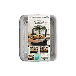 Fancy Panz Classic, dress up & protect your foil pan. Half size foil pan & serving spoon included. Made in USA. For use with hot or cold food (White)