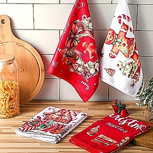 6 Packs Christmas Gingerbread Man Kitchen Hand Towels 12 x 18 Inch Gingerbread Man Kitchen Towels and Dish Towels Set Wash Cloths Towels for Christmas African Drying, Cleaning, Cooking Baking