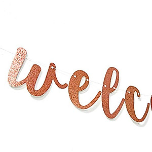 Rose Gold Glitter Welcome Princess Banner, Girl Baby Shower, Gender Reveal Party Decorations, It's A Girl, Welcome Baby Girl Party Decor