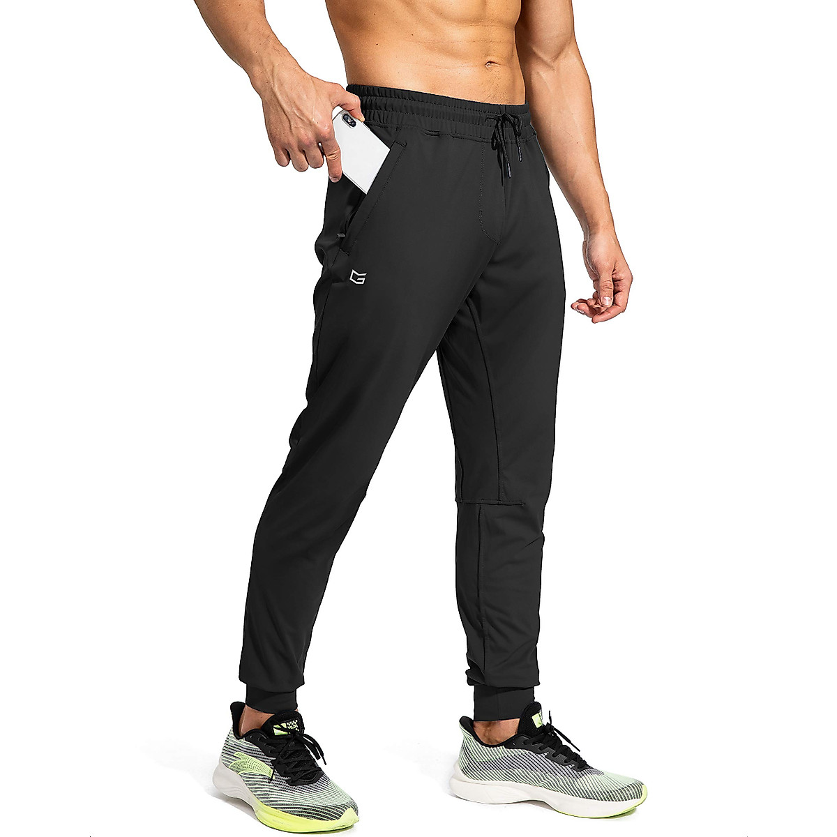 G Gradual Men's Sweatpants with Zipper Pockets Athletic Pants Traning Track Pants Joggers for Men Soccer, Running, Workout(Black,XL)