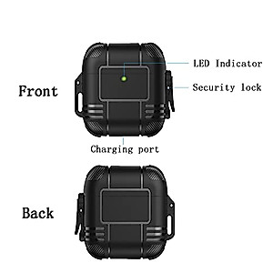 KAKUYI AirPods Case Cover Designed for AirPods 2 & 1, Full Body Protective Case Cover with Keychain for Airpods 1st & 2nd Generation Case, Black [Front LED Visible]