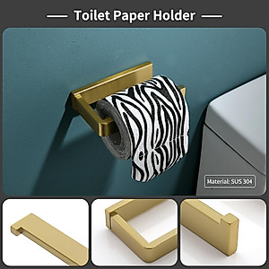 YACVCL Bathroom Hardware Set Brushed Gold 4-Piece Towel Bar Set Square Bathroom Accessories Kit Stainless Steel Wall Mounted