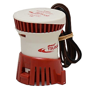 Attwood 4606-7 Tsunami T500 Bilge Pump, 500 GPH, 12-Volt, Barbed ¾-Inch Diameter Outlet, 29-Inch Wire