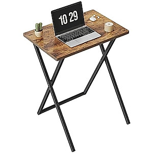 CubiCubi Folding Desk, 23.62 inch Small Computer Desk, Writing Desk, Space Saving Foldable Table for Small Spaces, Rustic Brown