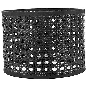 EXCEART Small Woven Lamp Shade E27 16cm Plastic Pendant Lampshade Drum Chandelier Light Cover Wall Floor Table Lamp Bulb Cage Guard Rustic Hanging Light Fixture B