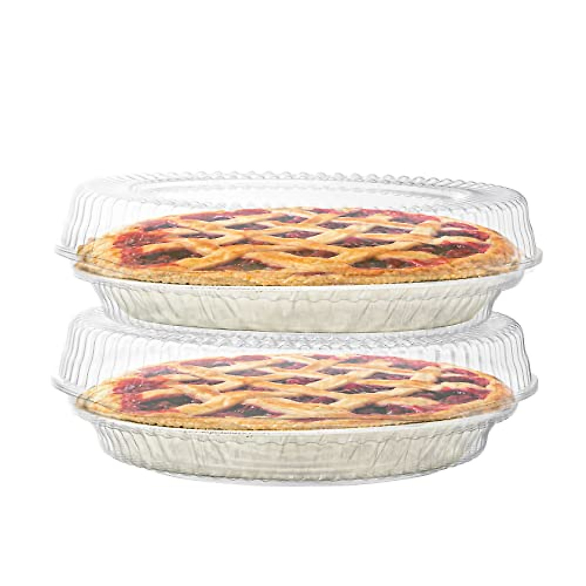 Supellectilem 9" Plastic Disposable Pie Containers with Hinged Locking Lids | 5 Round Pie Keepers/Flan Containers for Transport