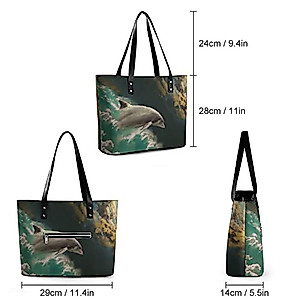 Womens Handbag Dolphin Leather Tote Bag Top Handle Satchel Bags For Lady