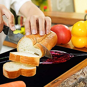 Tempered Glass Cutting Board Red wine Tableware Kitchen Decorative Cutting Board with Non-slip Legs, Serving Board, Large Size, 15" x 11"