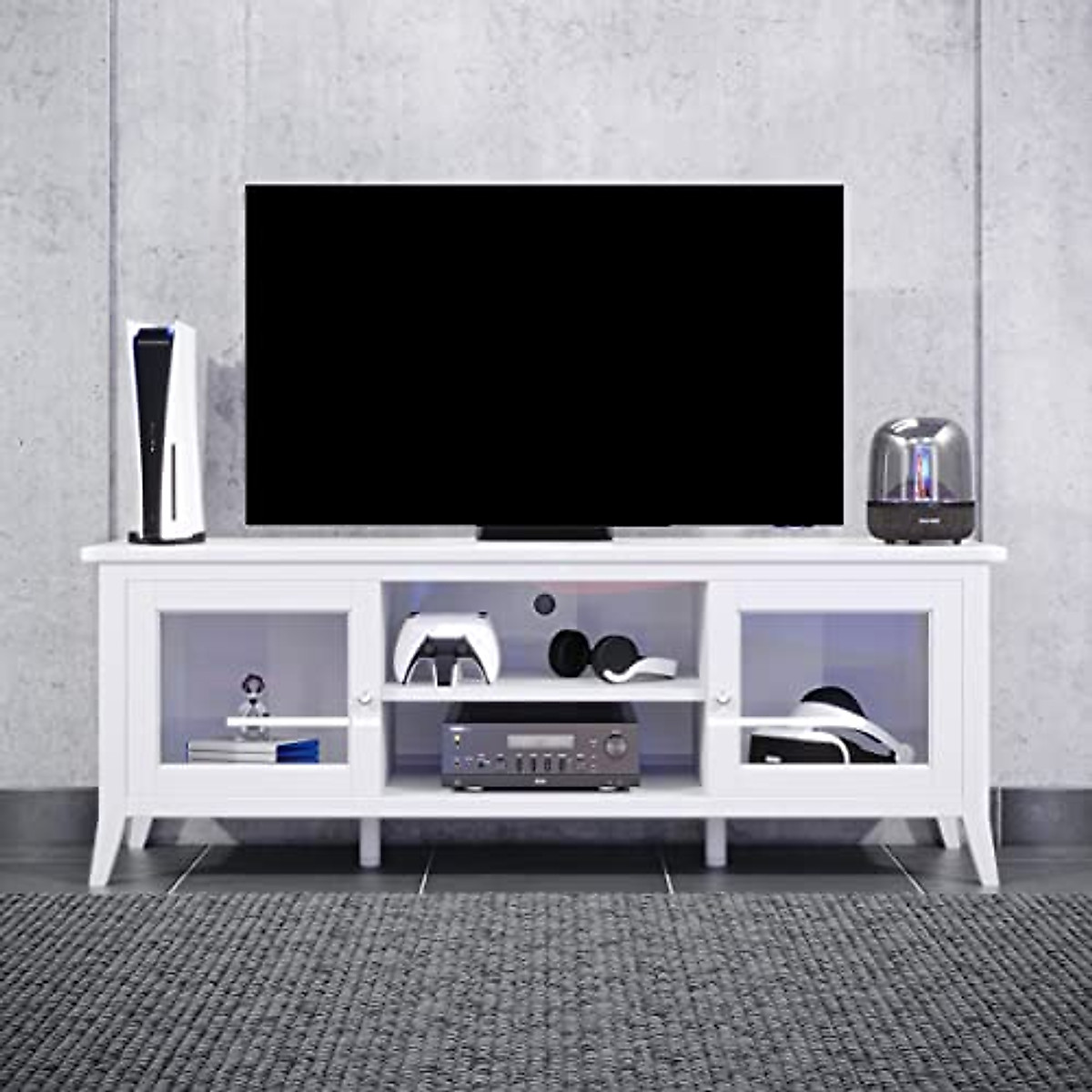 Lavish Home, White 55-inch TV Stand with Storage