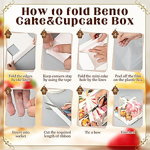 Sayglossy Bento Cake and Cupcake Box 1+5 Bento Boxes for Mother's Day Wedding Birthday Party Baby Shower Bakery Supplies(2 Pack,White)