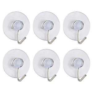uxcell 6pcs Suction Cup Hooks 1 Inch Diameter Wall Hooks Hangers Removable Kitchen Bathroom Wall Vacuum Holder for Smooth Tile Glass